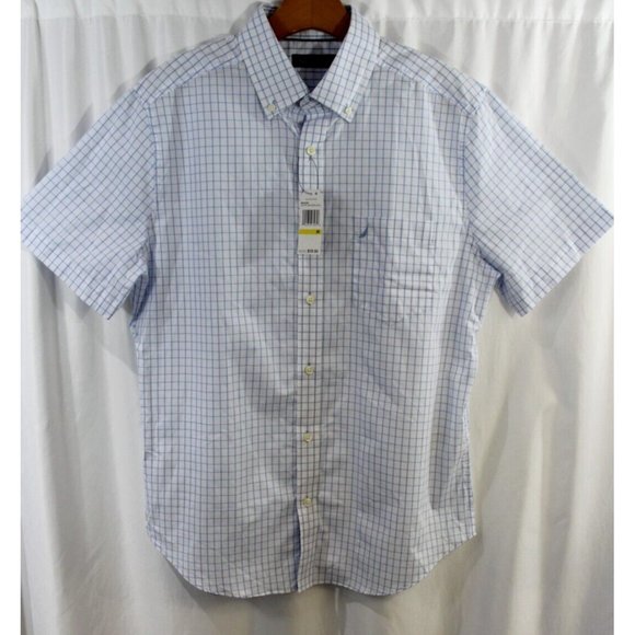 Nautica | Shirts | Nwt Nautica Mens Blue White Checks Short Sleeve ...